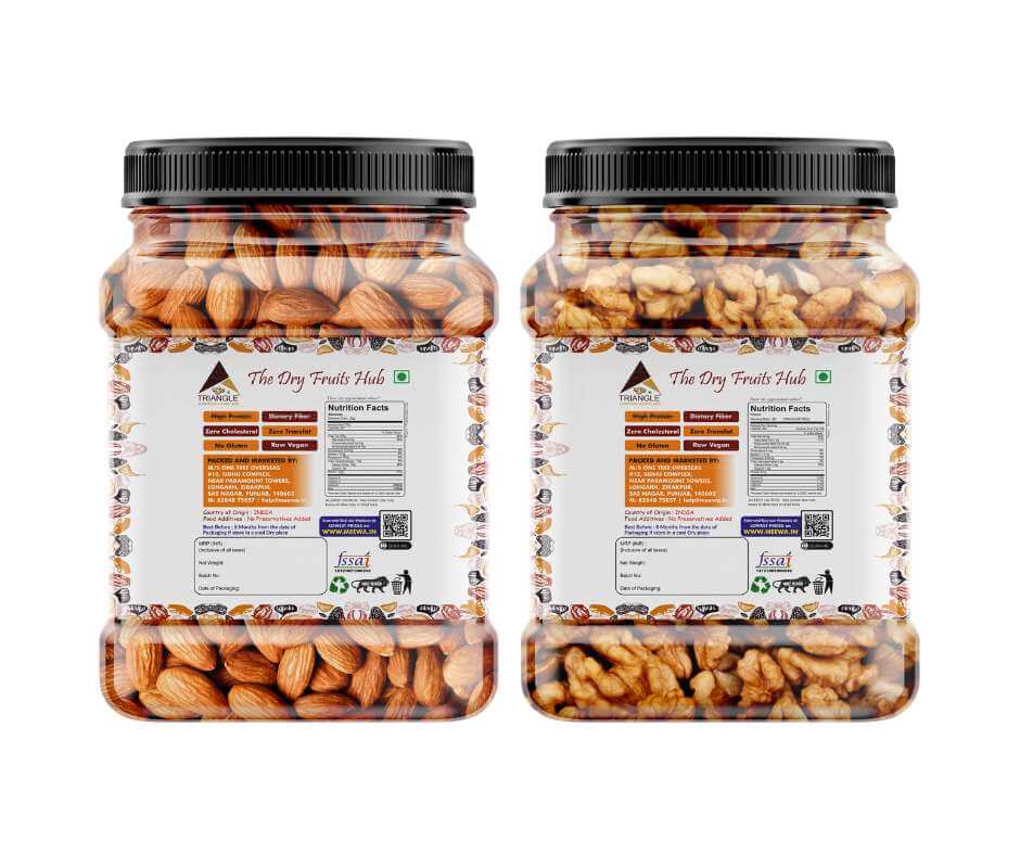 Triangle | Almonds Walnuts (Without Shell) Combo | 400 grams (200 Grams Each) | Badam Akroth ...